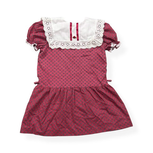 American Vintage | Dresses | Vtg 7s Girls Boho Floral Print Lace Bib ...